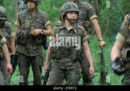 Spanish army, assault infantry platoon during NATO exercises in north ...