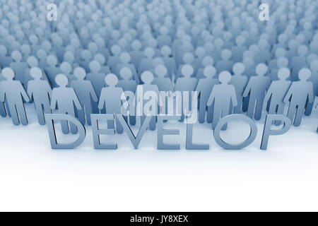 Personal development. Large group of stick figure people. 3D Rendering ...