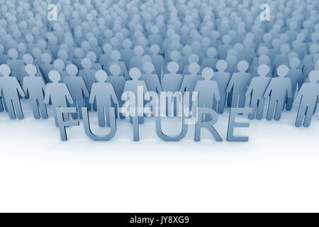 Future opportunity. Large group of stick figure people. 3D Rendering ...
