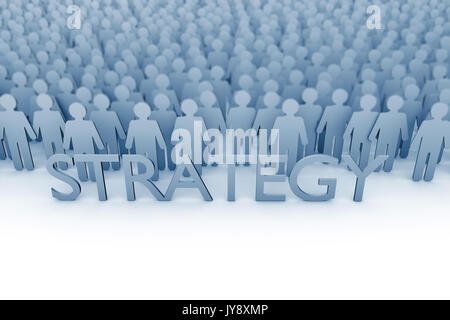 Business strategy. Large group of stick figure people. 3D Rendering ...