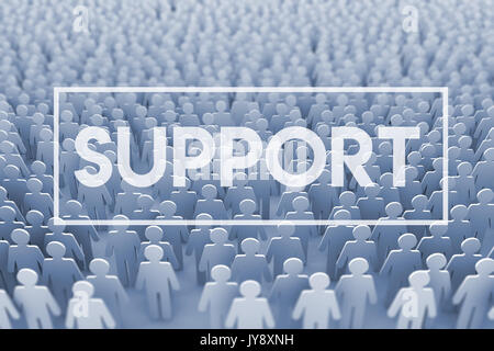 Business support. Large group of stick figure people. 3D Rendering ...