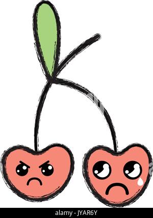 kawaii cute sad cherry fruit Stock Vector Image & Art - Alamy