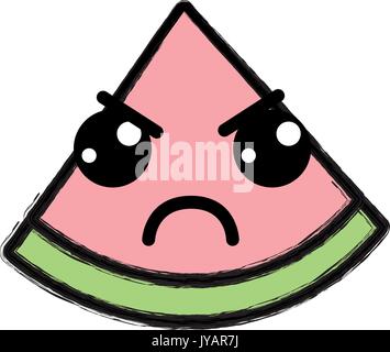 kawaii cute angry slice watermelon fruit Stock Vector Image & Art - Alamy