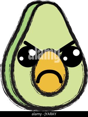 kawaii cute angry avocado fruit Stock Vector Image & Art - Alamy