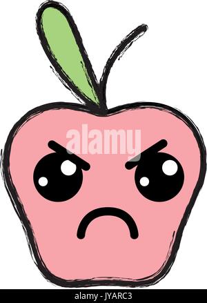 kawaii cute angry apple fruit Stock Vector Image & Art - Alamy