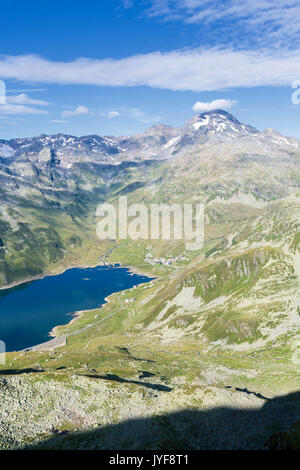 The lake Lago di Montespluga in the valley Val San Giacomo, located ...