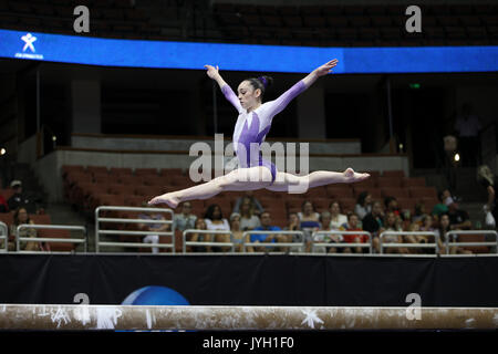 August 18, 2017: Gymnast Elena Arenas competes on the first day of the ...