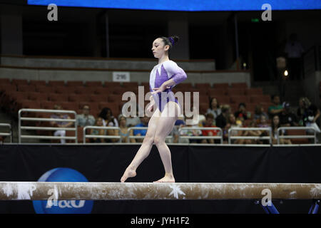 August 18, 2017: Gymnast Elena Arenas competes on the first day of the ...