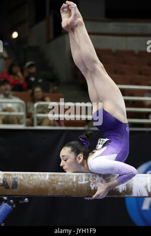 August 18, 2017: Gymnast Elena Arenas competes on the first day of the ...
