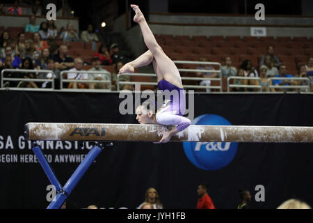 August 18, 2017: Gymnast Elena Arenas competes on the first day of the ...