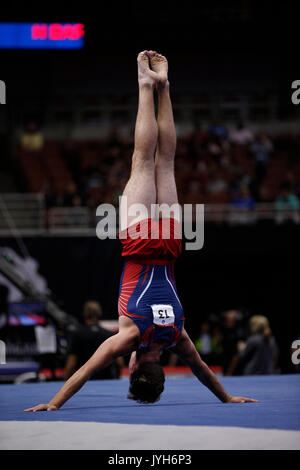 August 19, 2017: Gymnast Eddie Penev congratulates his brother, Kevin ...