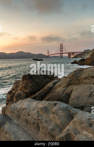 Sunset shot from Baker Beach. San Francisco, Marin County, California ...