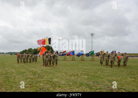 U.S. soldiers salute during a change-of-command ceremony for the United ...
