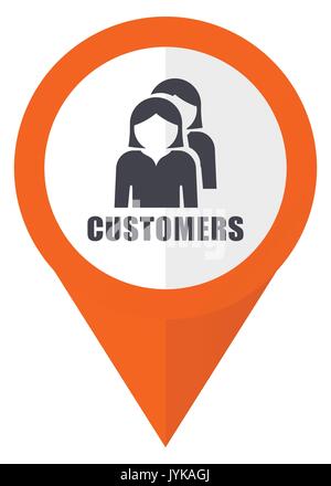 Customers orange pointer vector icon in eps 10 isolated on white ...