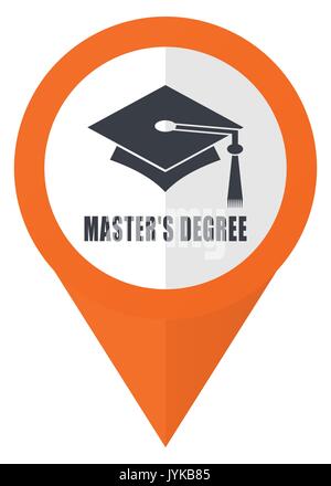 Masters degree flat design orange round vector icon in eps 10 Stock ...