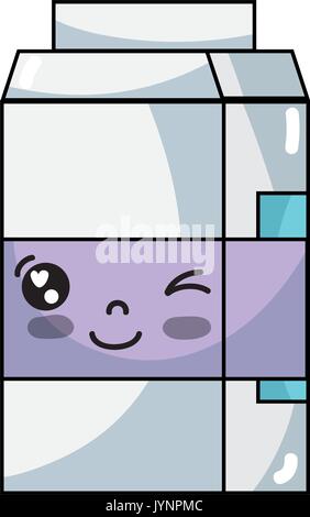 Cute funny milk box. Vector hand drawn cartoon kawaii character ...
