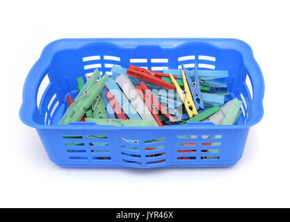 Plastic colorful laundry clips on rope on the background Stock Photo ...