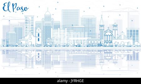 Outline El Paso Skyline with Blue Buildings and Copy Space. Vector ...