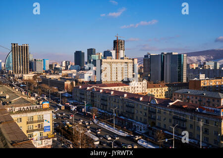 Mongolia, Ulan-Bator, Peace avenue in the winter Stock Photo - Alamy