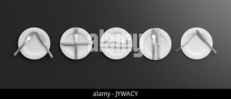 Place Settings, table manners on wooden background. 3d illustration ...