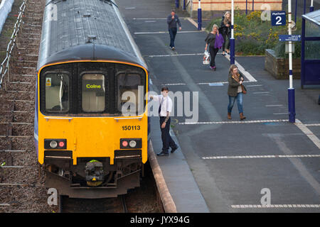 Arriva Northern Rail conductor / guard making checks at Weeton before ...