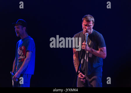 Singer Jason Williamson with producer Andrew Fearn from SLEAFORD MODS ...