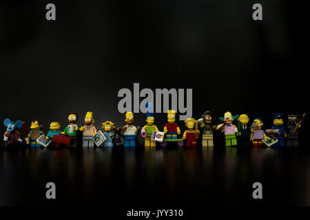 Trieste, Italy - August 19th 2017:family simpson lego. Lego is a ...