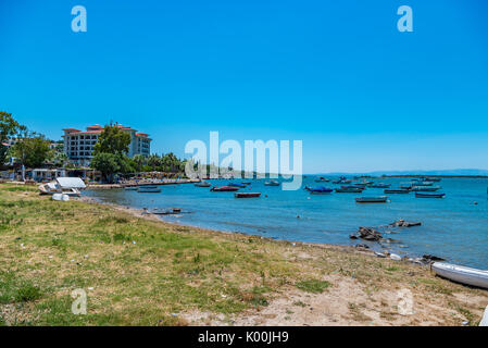 Turkey, Cesme, View of fishing harbour at dusk Stock Photo - Alamy