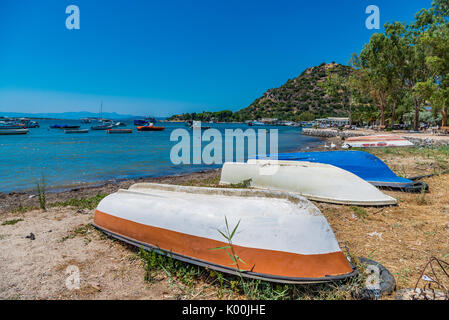 Turkey, Cesme, View of fishing harbour at dusk Stock Photo - Alamy