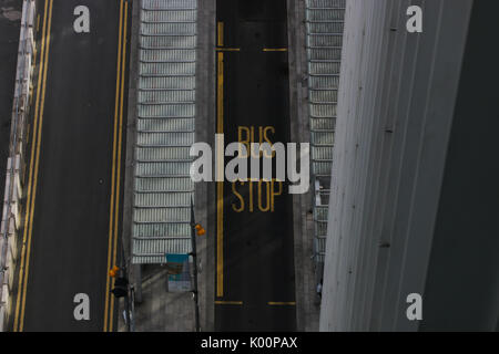 London bus at a bus stop from above Stock Photo - Alamy