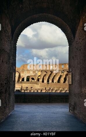 Archway in Colosseum, the world known landmark and the symbol of Rome ...