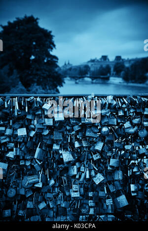 Huge amount of padlocks on bridge over River Seine in Paris Stock Photo ...