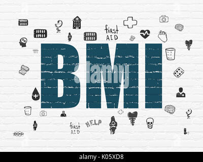 Medicine concept: BMI on wall background Stock Photo - Alamy
