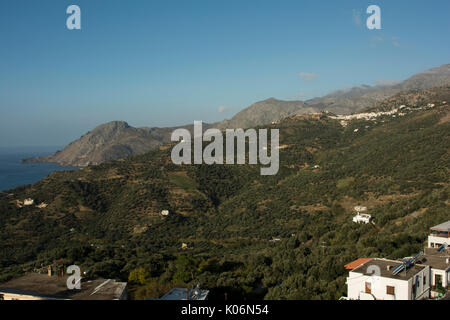 Mountain village Sellia at the South coast of Crete in the morning ...