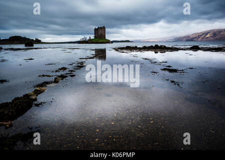 Castle Stalker (Caisteal an Stalcaire) is a four-storey tower house or ...