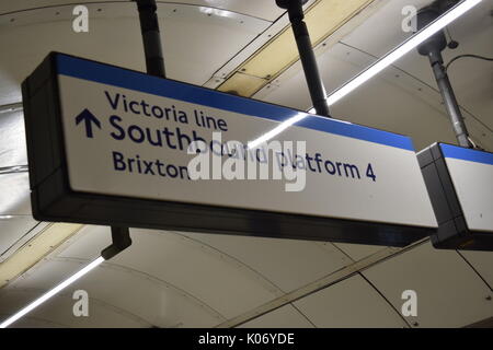 The platform sign for Brixton tube station in London, England Stock ...