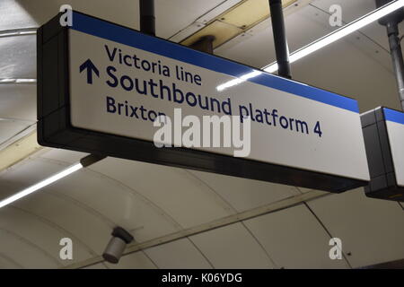 The platform sign for Brixton tube station in London, England Stock ...