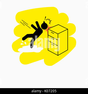 Pictogram icon of child falling down from a chair Stock Photo - Alamy