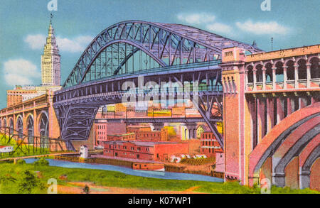 Cleveland, Ohio, USA - High Level Bridge looking East Stock Photo - Alamy