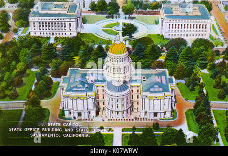 Aerial view of California State Capitol building located in the ...