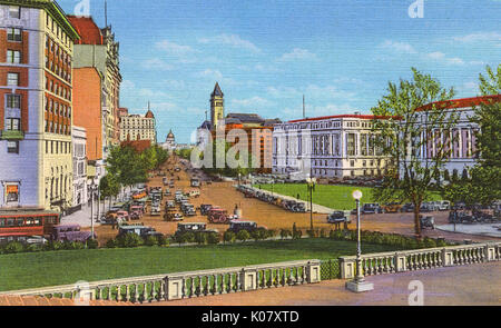 1940s WASHINGTON DC PENNSYLVANIA AVENUE WITH CAPITOL BUILDING AT END OF ...