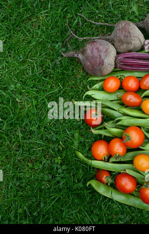 fresh runner beans with organic beet on wooden table Stock Photo - Alamy