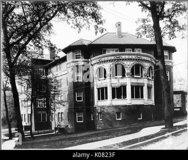 Large four story brick built Victorian house on corner at the top of ...