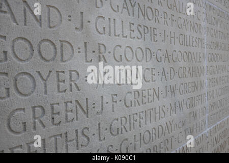 Names on the Canadian National Vimy Memorial, Vimy Ridge, France Stock ...