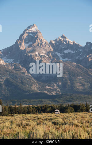 Grand Teton with RV Stock Photo - Alamy