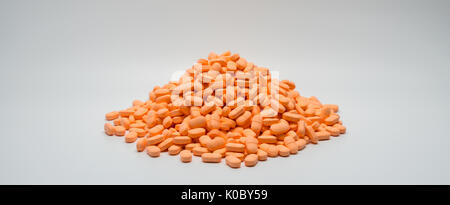 Pile of muscle relaxant, pain relief tablet pills isolated on white ...