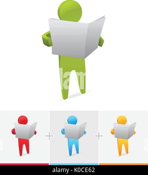 Man reading newspaper journal. News article. Hand drawn. Stickman ...