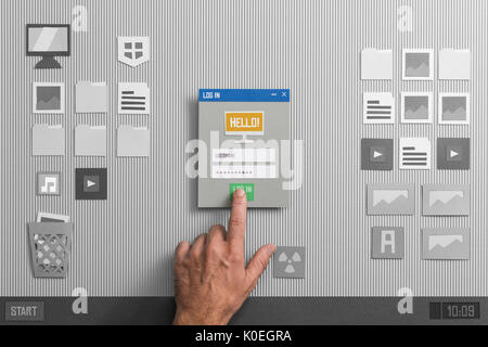 User login and application launching at startup on a computer interface ...