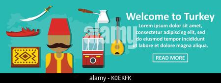 Welcome to Turkey flat banner vector template. Famous Turkish ...