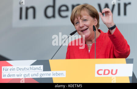 Muenster, Germany. 22nd Aug, 2017. German Chancellor Angela Merkel (CDU ...